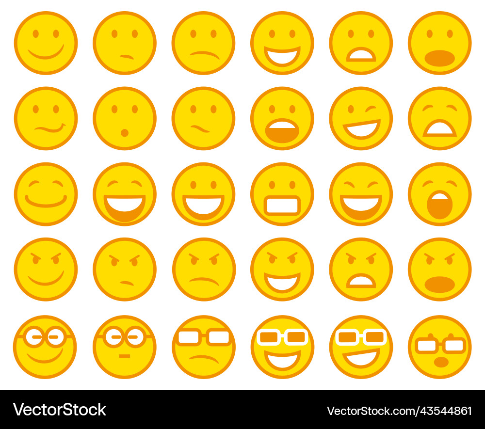 Emoticons set Royalty Free Vector Image - VectorStock