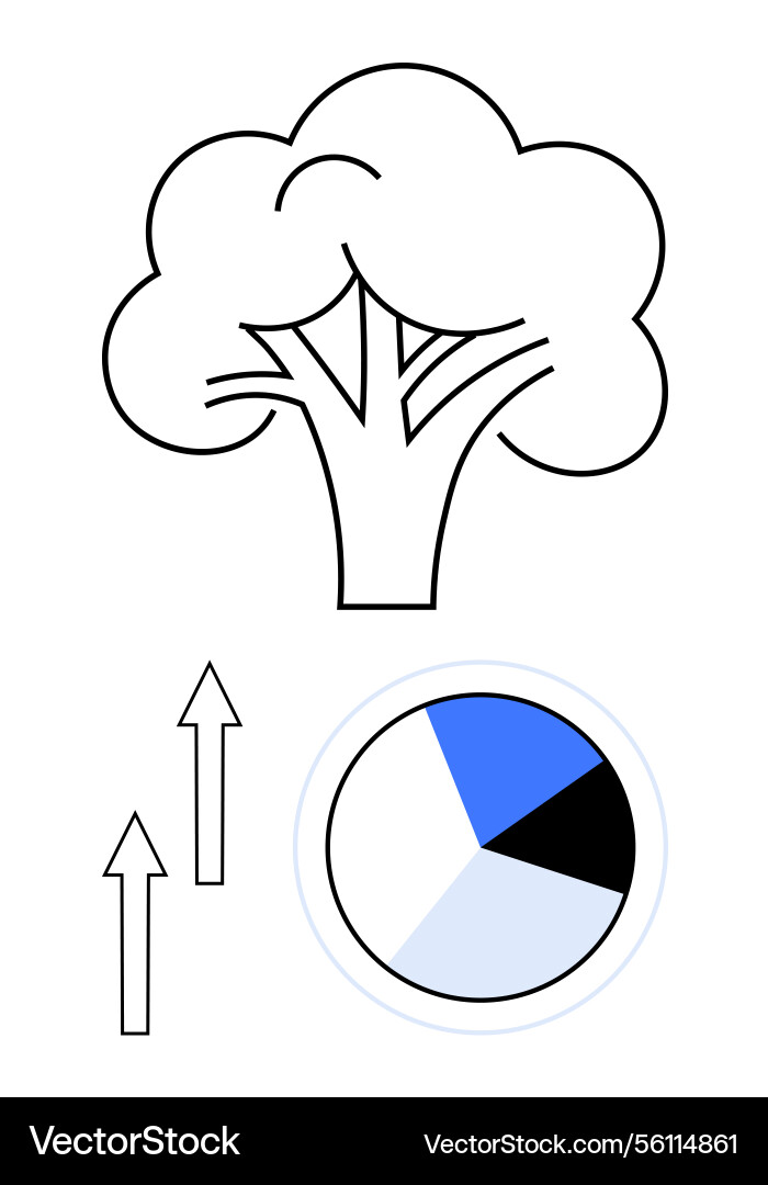 Growth concept with tree pie chart and arrows Vector Image