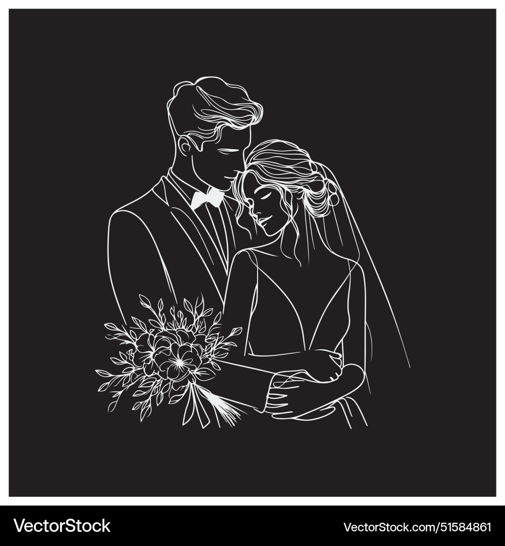One continuous drawn line wedding from Royalty Free Vector