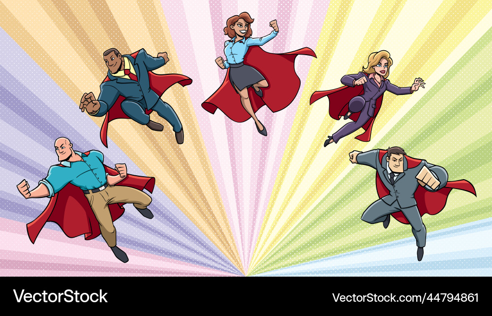 Super business heroes team in action Royalty Free Vector