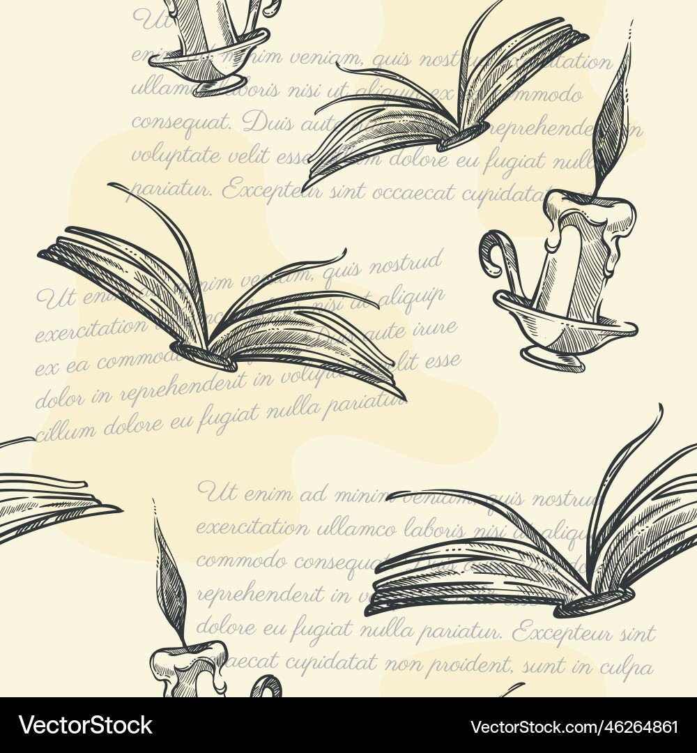 Vintage book with open pages and candlelights Vector Image