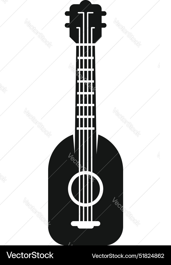Acoustic guitar silhouette with strings and sound Vector Image
