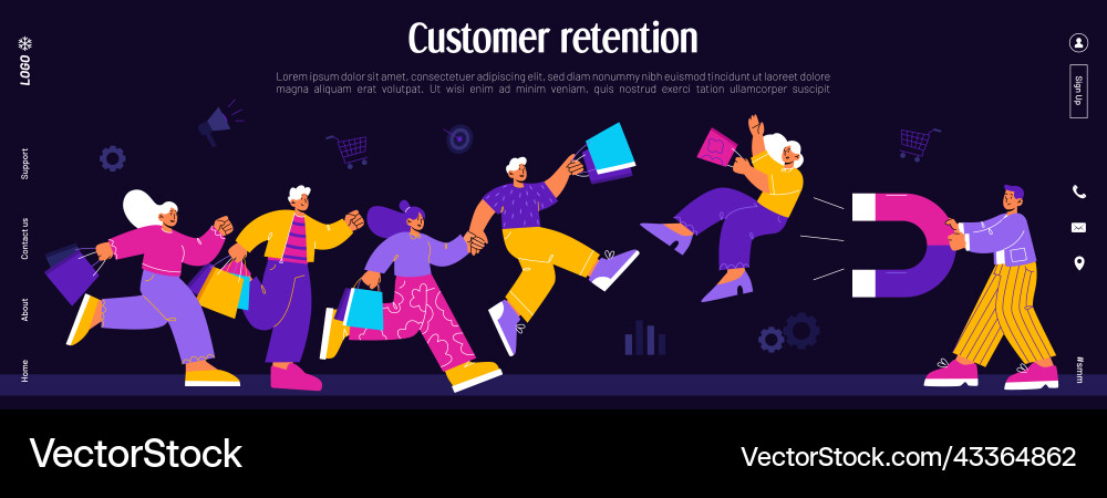 Customer retention loyalty client attract banner Vector Image