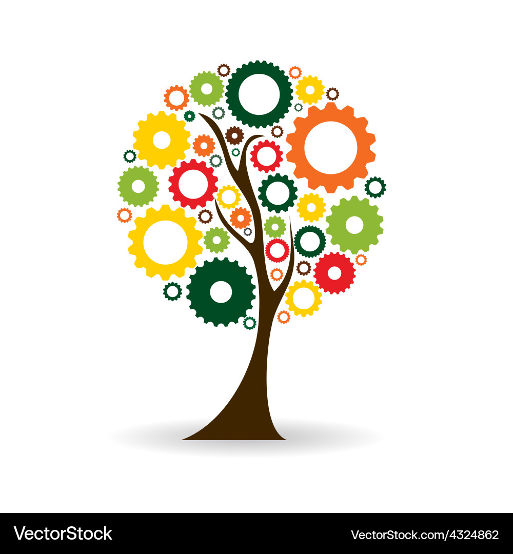 Gear Tree Symbol Royalty Free Vector Image - VectorStock