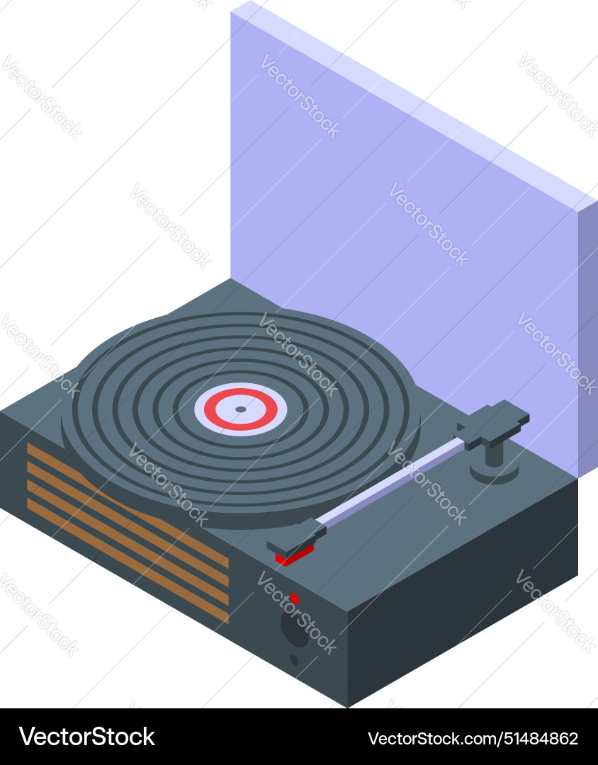 Isometric of vintage turntable Royalty Free Vector Image