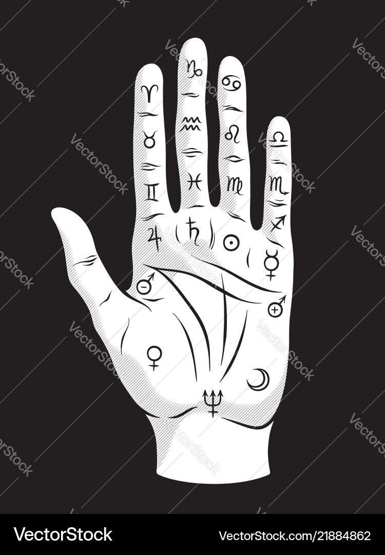 Palmistry or chiromancy hand Royalty Free Vector Image