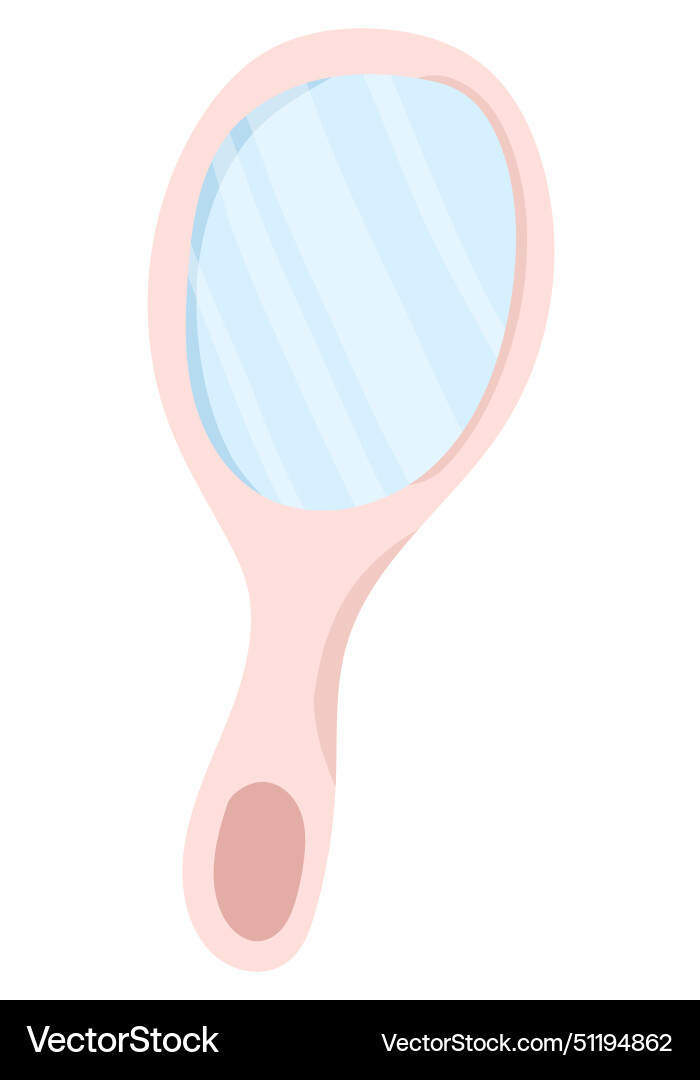 Pink hand mirror in flat design vintage Royalty Free Vector