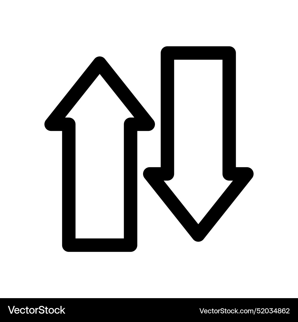 Up and down arrows linear logo mark in black Vector Image