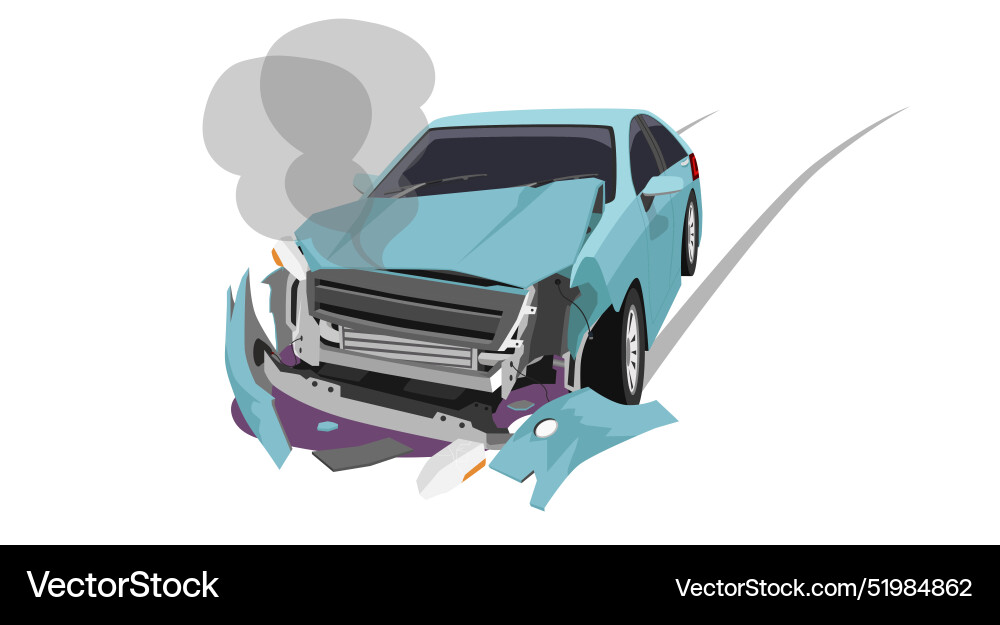 Vehicle accidents blue car crash Royalty Free Vector Image