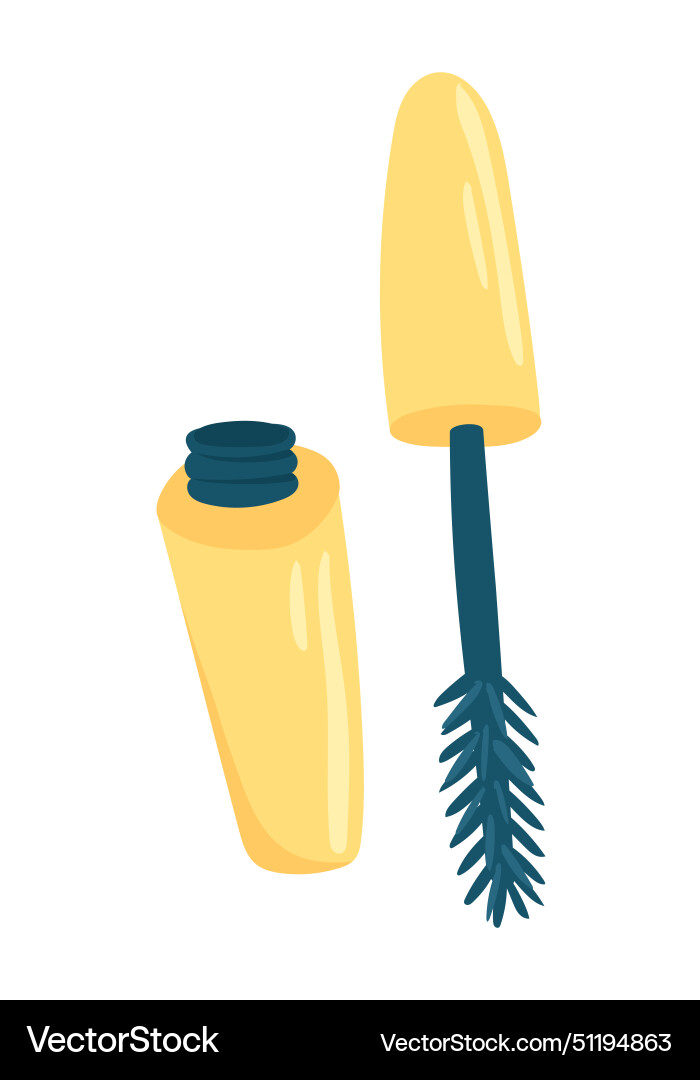 Black mascara with brush in flat design eyelash Vector Image