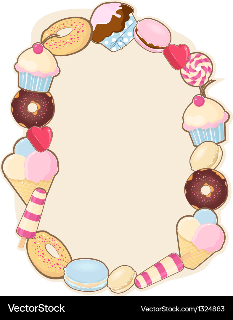 Desserts frame Royalty Free Vector Image - VectorStock
