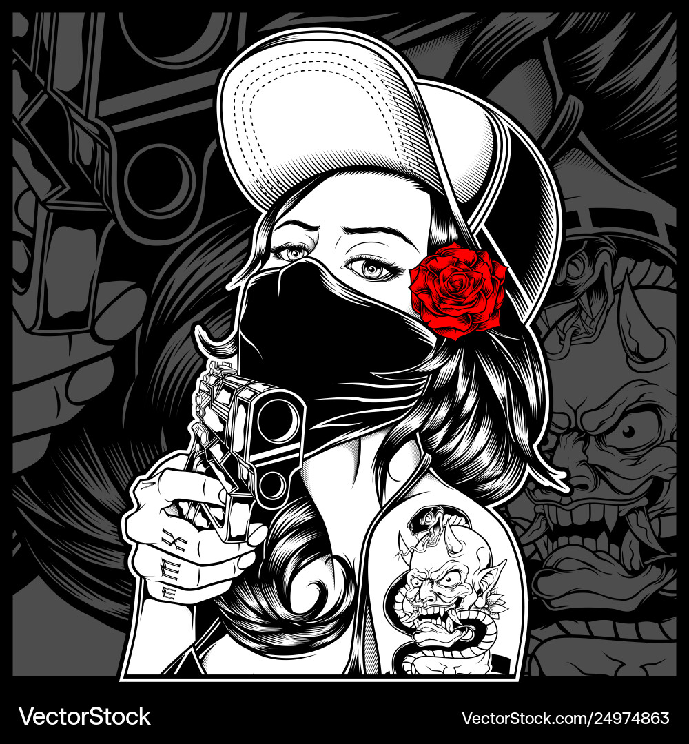 Mafia woman holding a gun Royalty Free Vector Image