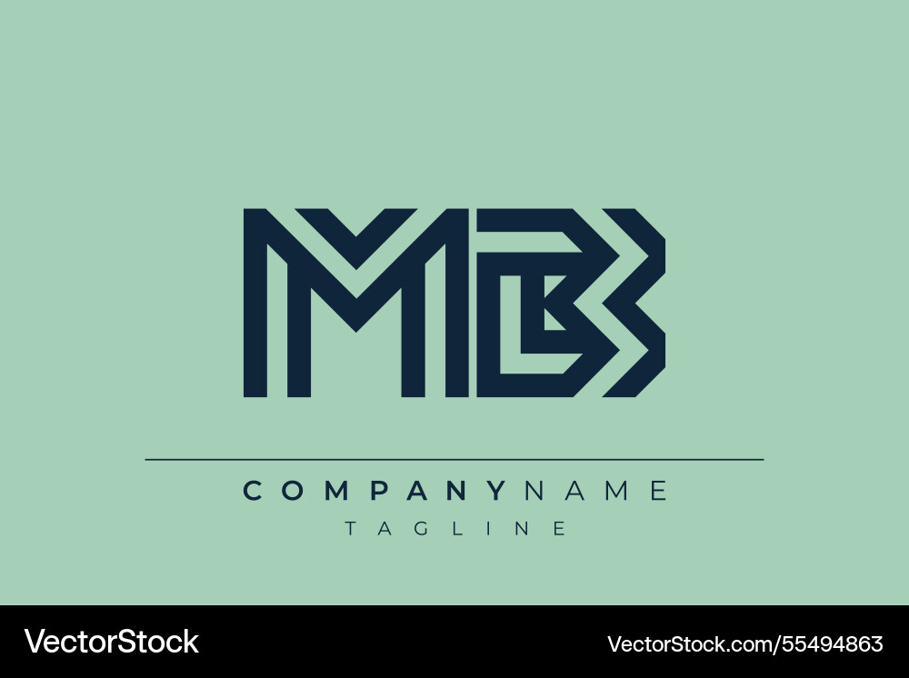 Mb minimal line logo Royalty Free Vector Image