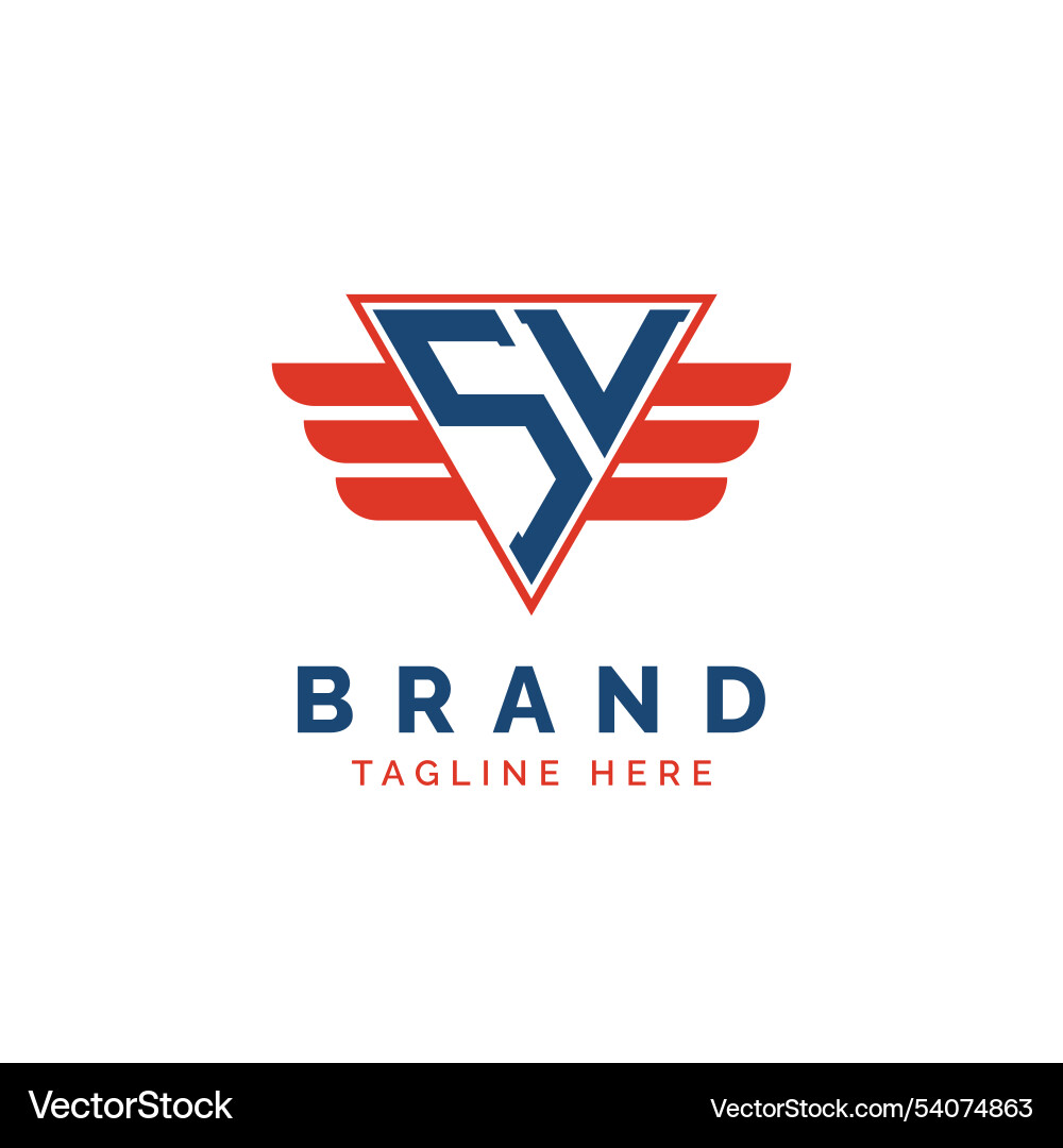 Patriotic sv logo initials letter winged Vector Image