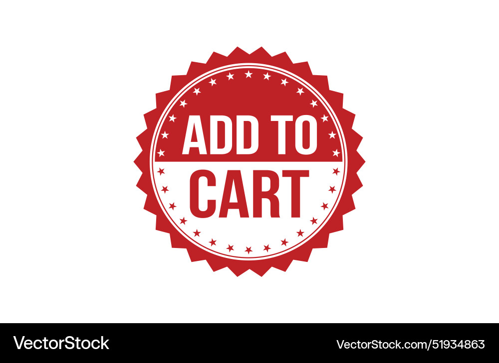 Red banner add to cart on white background Vector Image