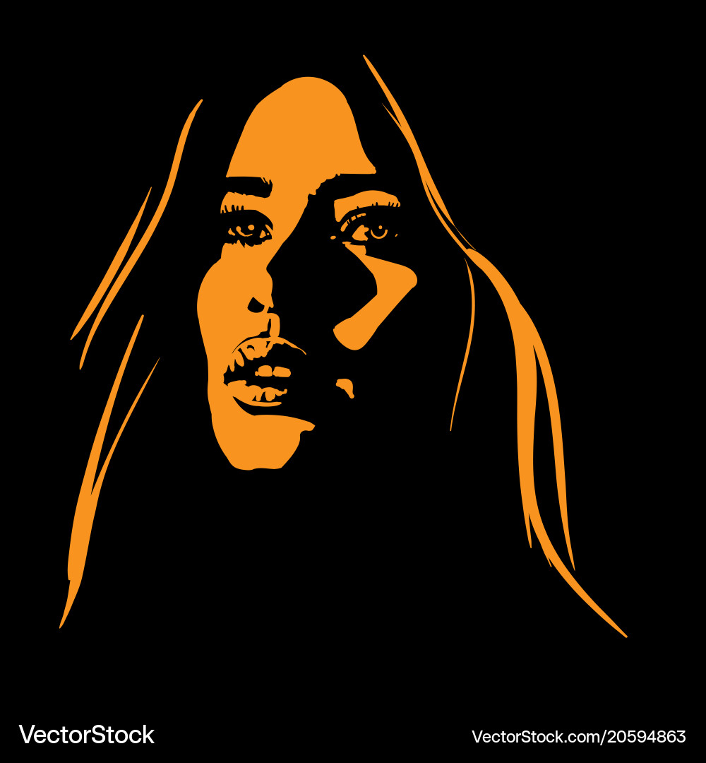 Woman face in contrast light Royalty Free Vector Image