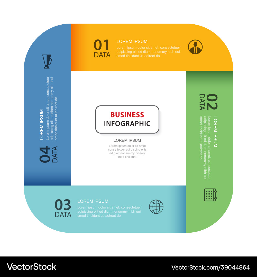 4 data infographics tab paper index template Vector Image