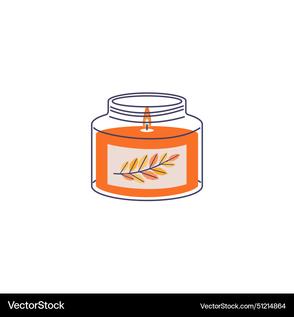 Autumn leaf candle jar Royalty Free Vector Image