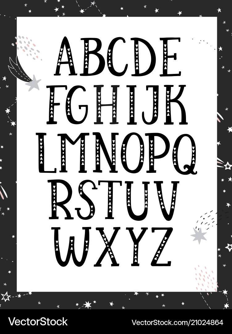 Black and white monochrome alphabet Royalty Free Vector