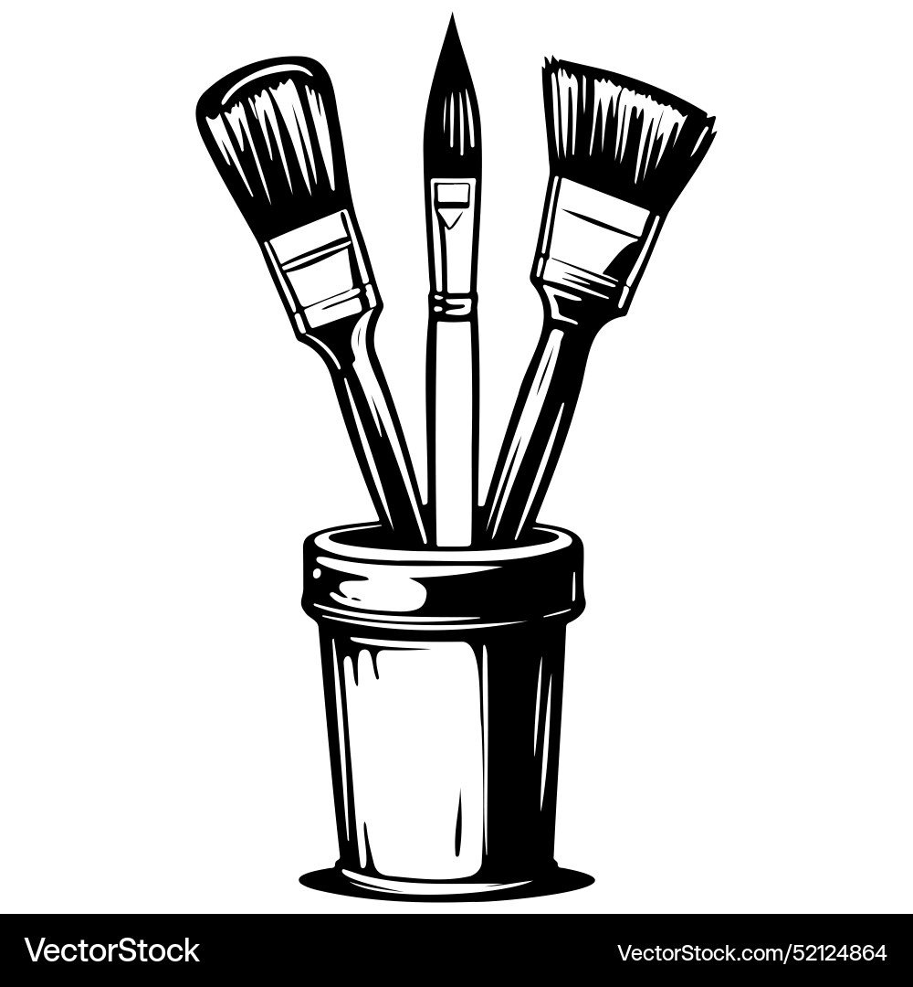 Cartoon paint brush drawing outline line Vector Image