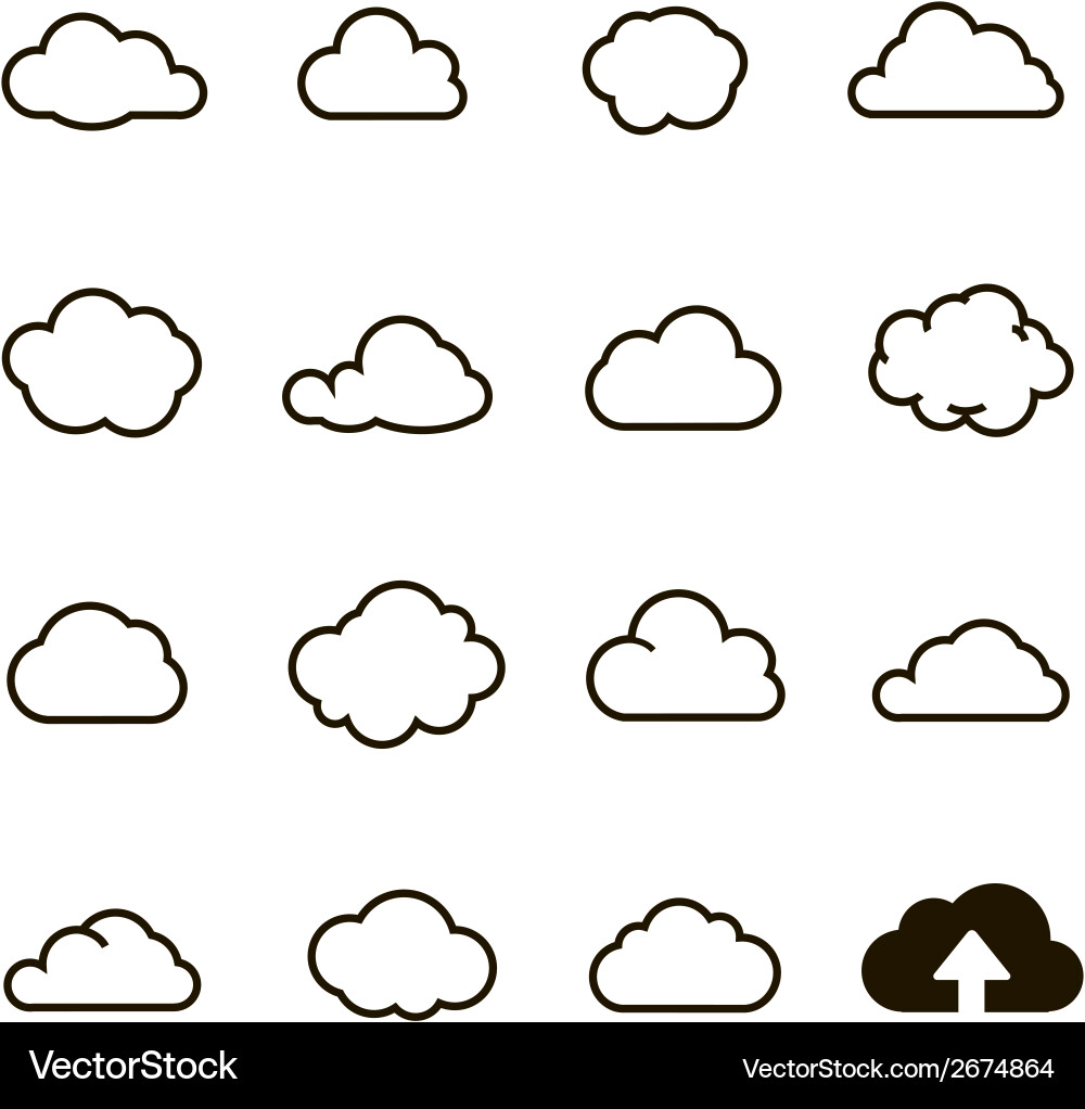 Cloud shapes collection icons for Royalty Free Vector Image