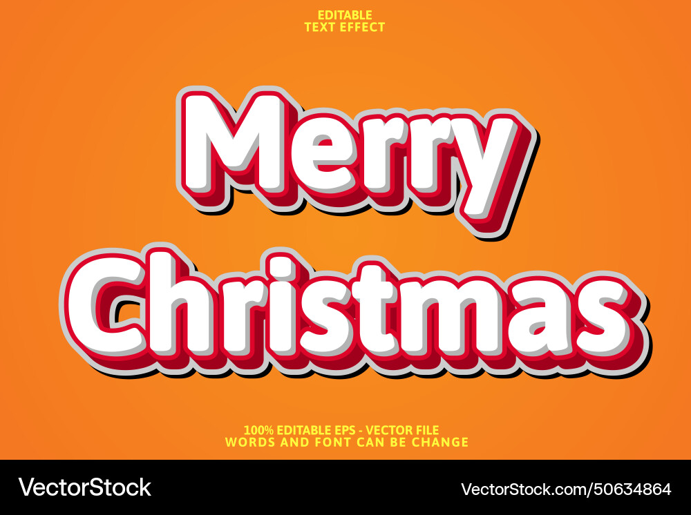 Merry christmas editable text effect cartoon style