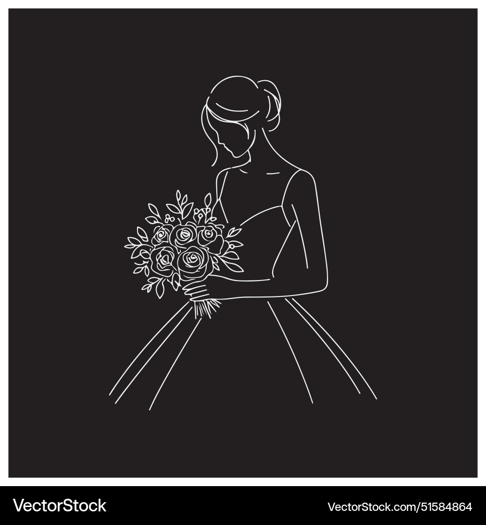 One continuous drawn line wedding from Royalty Free Vector