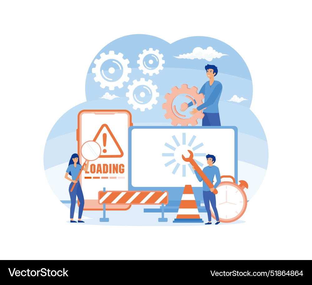 System update it specialists updating software Vector Image