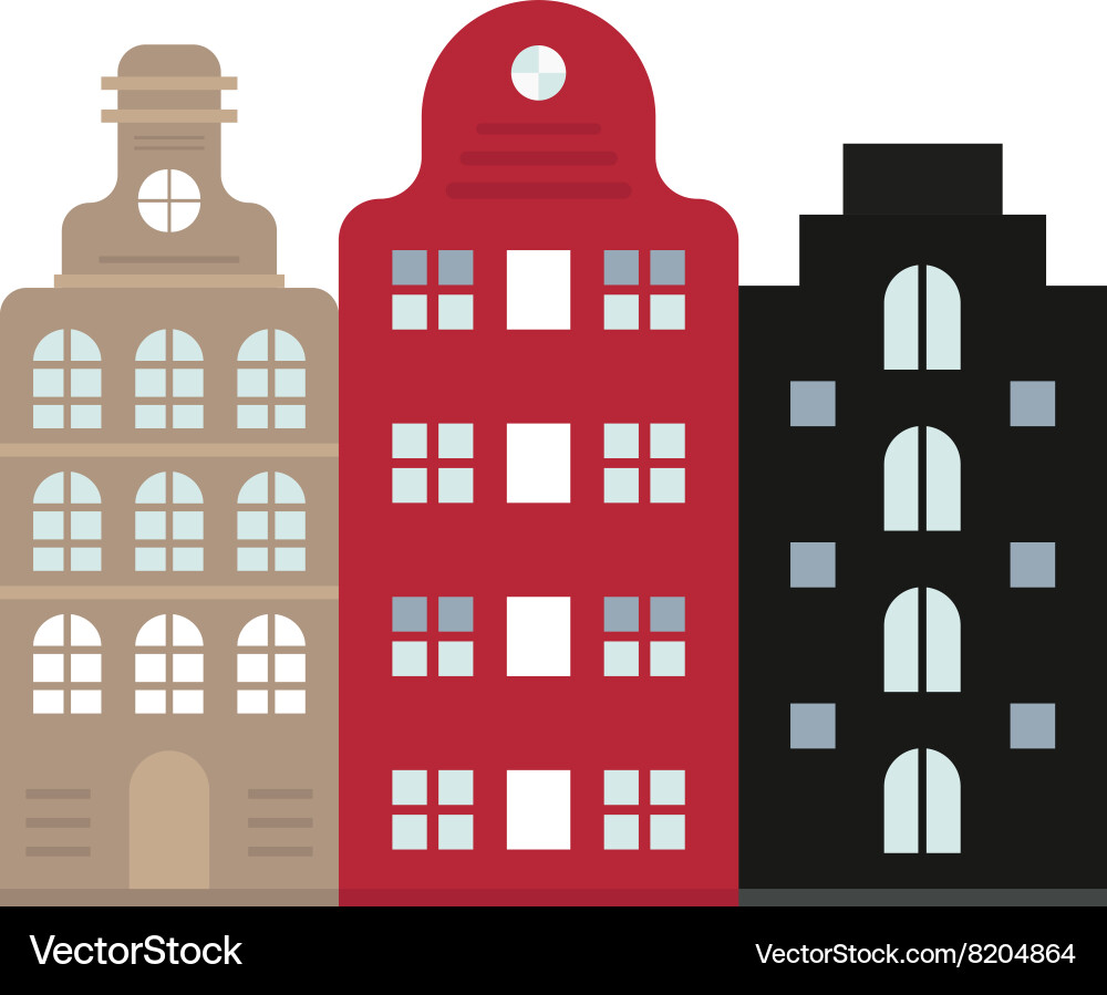 Traditional old buildings amsterdam house Vector Image