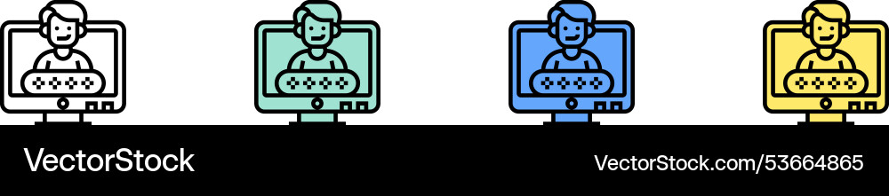 Authentication icon outline green blue and yellow Vector Image