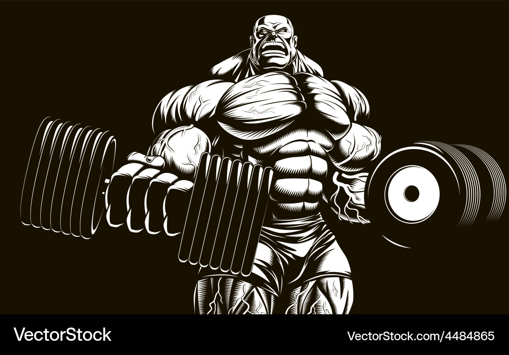 Bodybuilder with dumbbell Royalty Free Vector Image