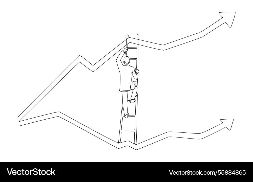 Businessman climbing ladder to higher graph Vector Image
