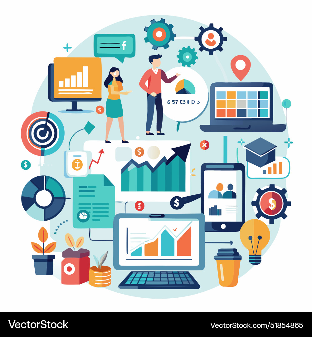 Data Driven Marketing Tech Boost Royalty Free Vector Image 