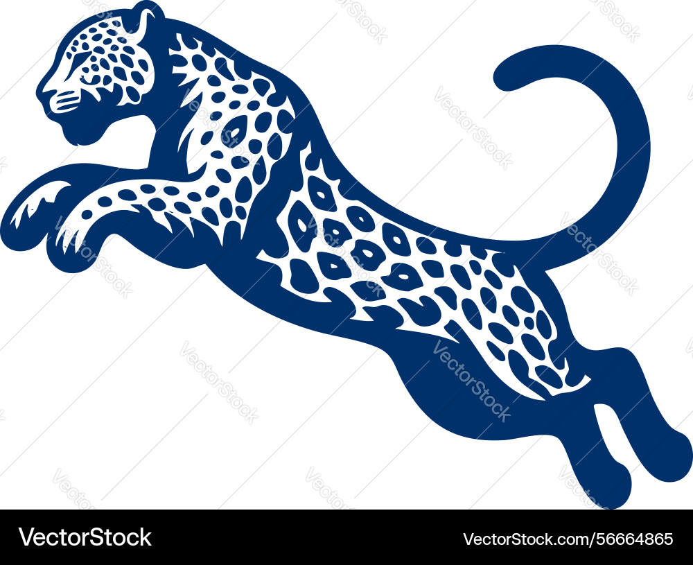 Majestic leaping jaguar a stunning blue Royalty Free Vector