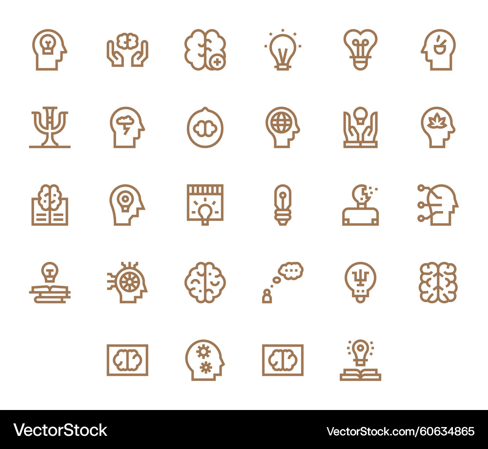 Mindfulness Icon Collection - 28 Bold Line Icons – Royalty-Free Vector ...