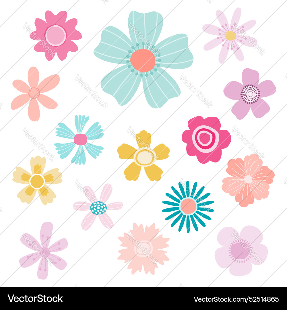 Set of hand drawn floral Royalty Free Vector Image