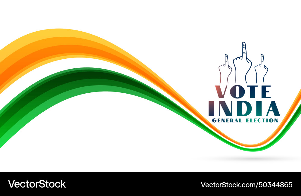 Vote for indian general election banner with wavy Vector Image