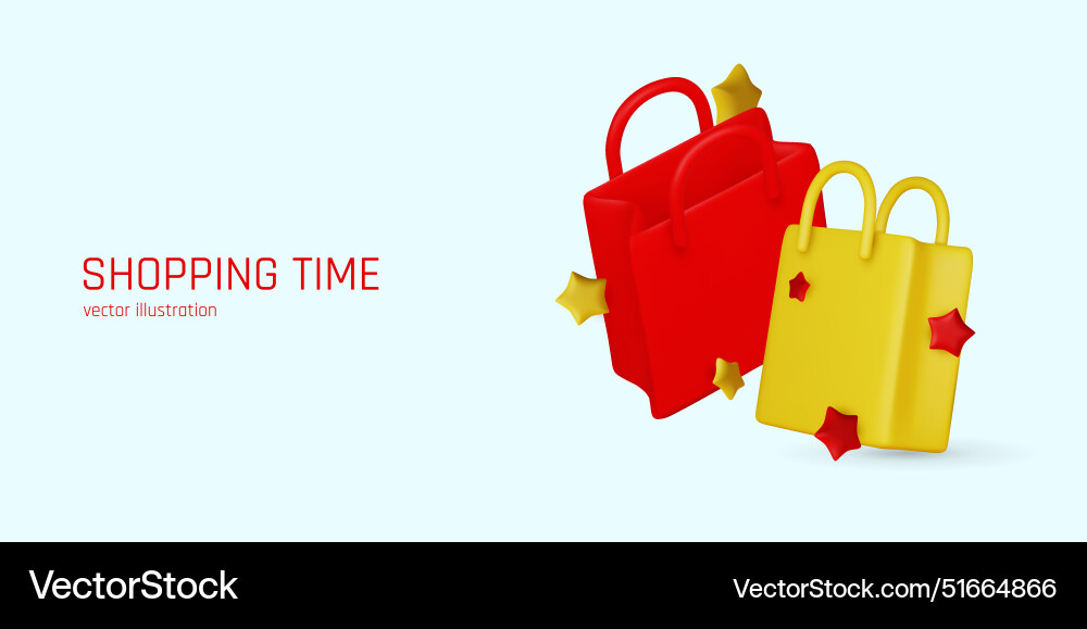 3d shopping bag banner template render Royalty Free Vector