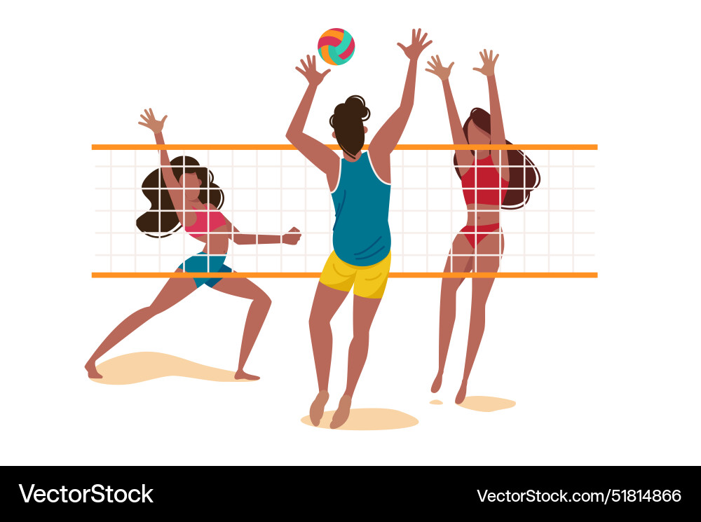 Beach volleyball match Royalty Free Vector Image