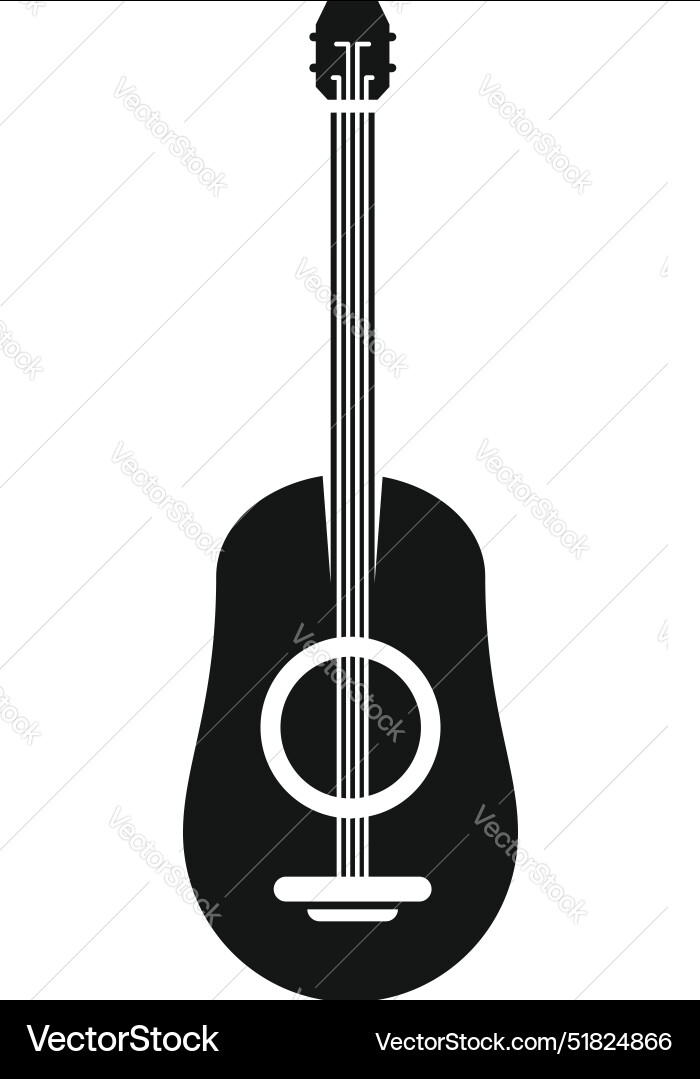 Black acoustic guitar silhouette with strings Vector Image