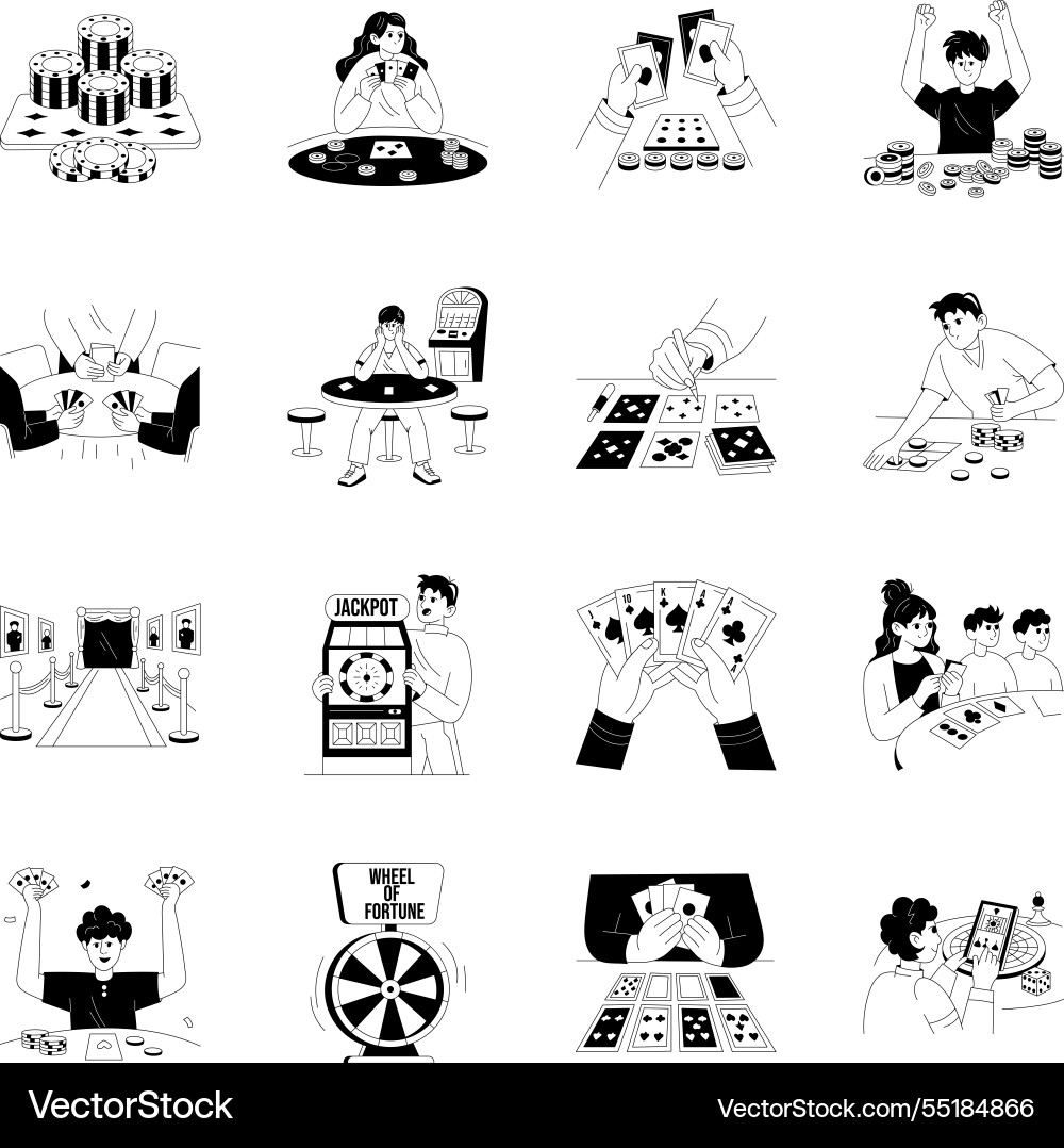 Collection of glyph style gambling Royalty Free Vector Image