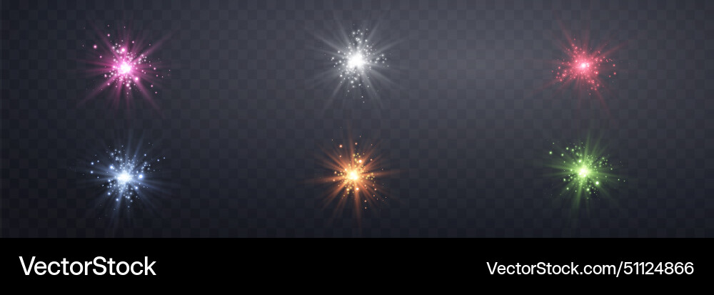 Different colors sunlight lens flare sun flash Vector Image