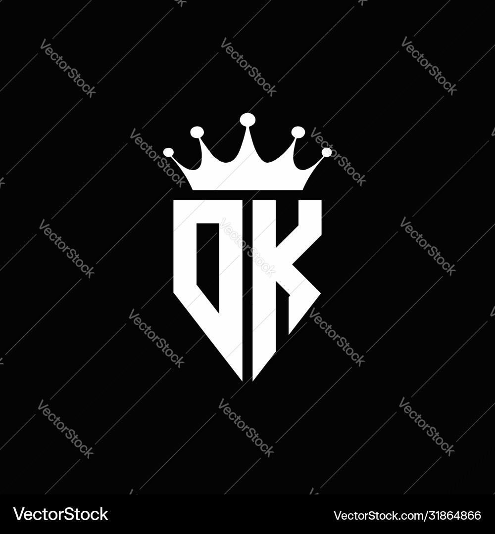 Dk logo monogram emblem style with crown shape Vector Image