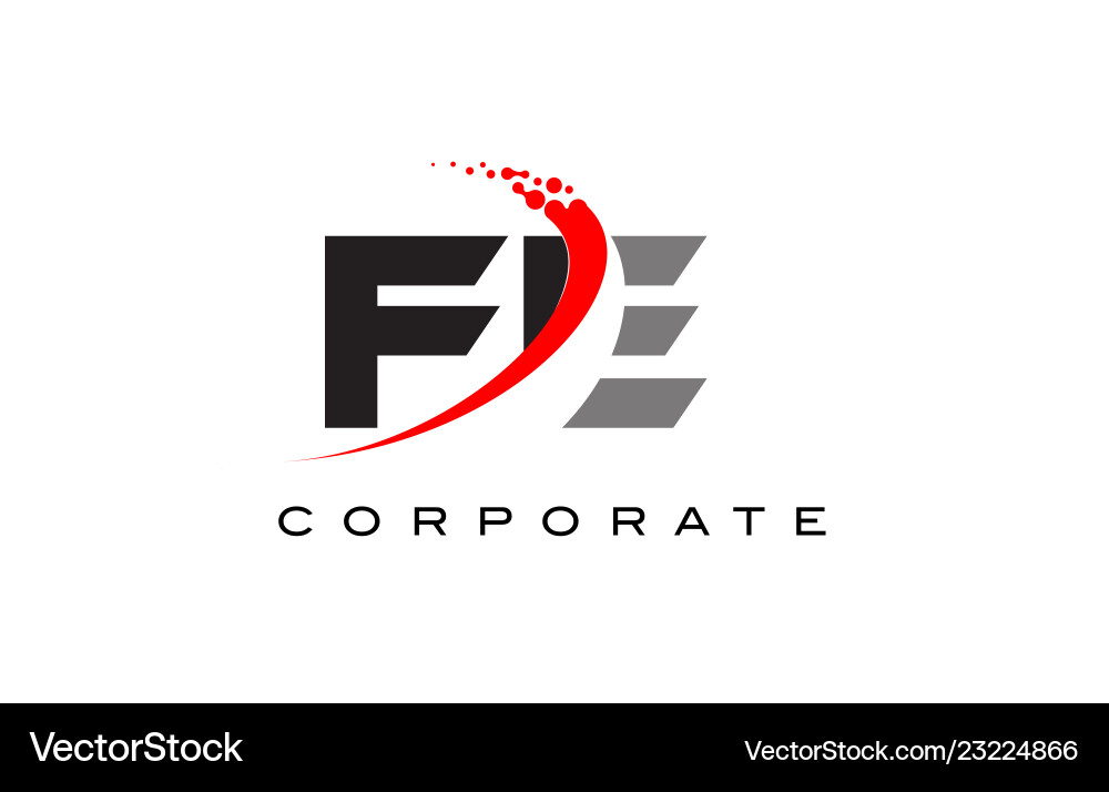 Fe modern letter logo design with swoosh Vector Image