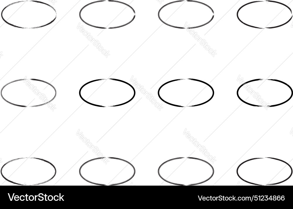 Horizontal oval shape thin line grunge Royalty Free Vector