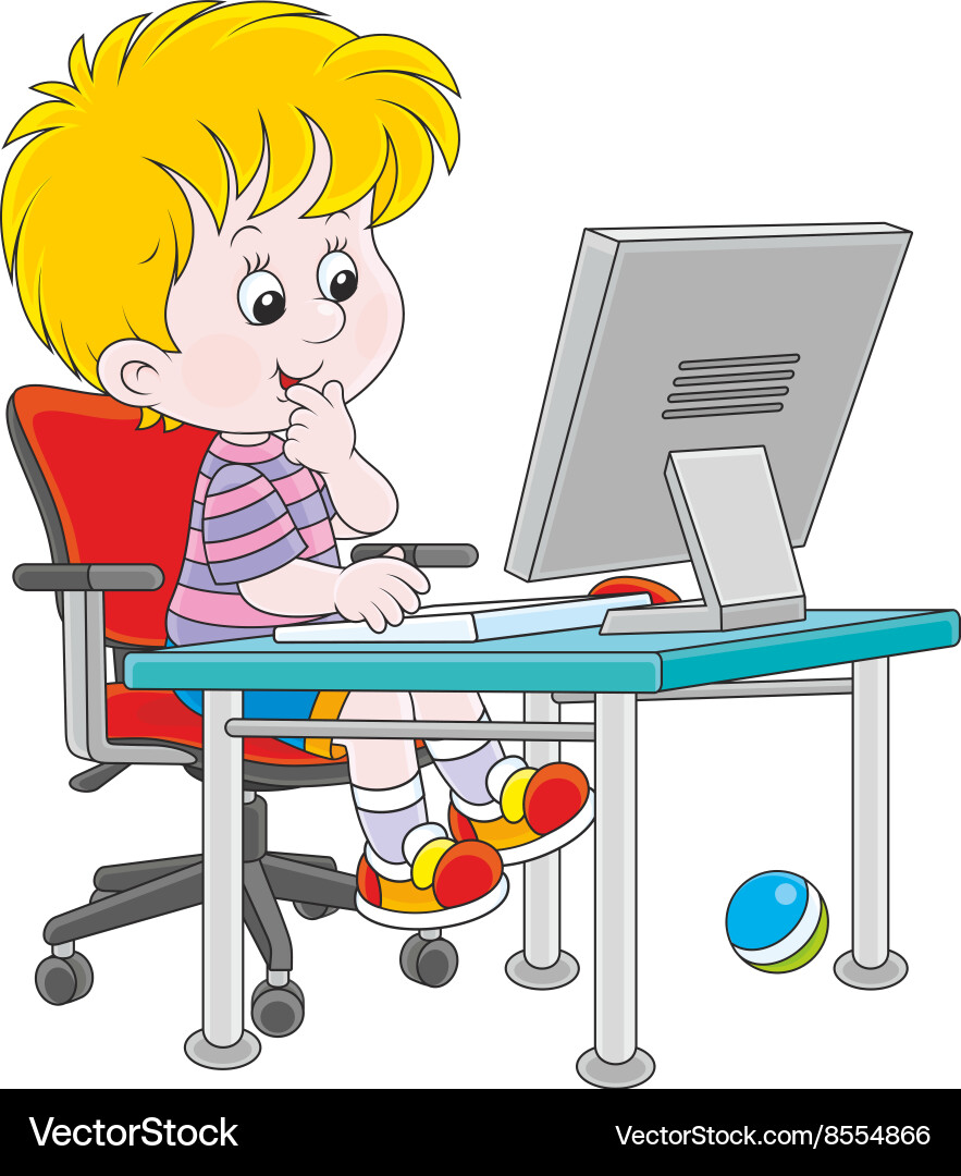 Little computer gamer Royalty Free Vector Image