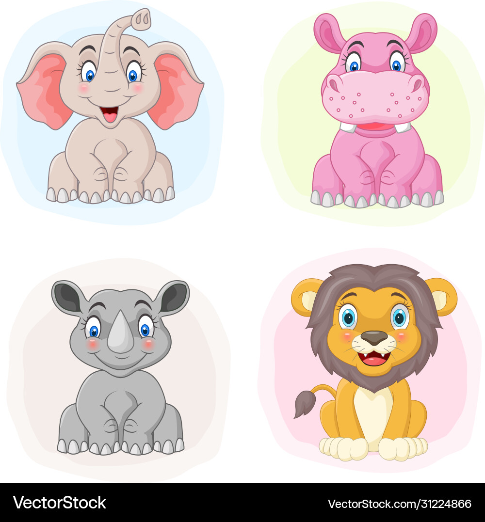 Set cartoon zoo animals Royalty Free Vector Image