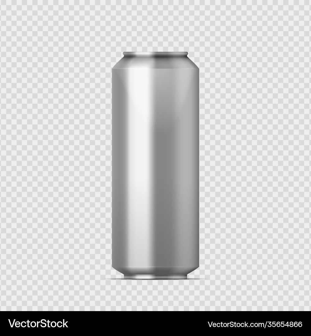 Silver Metal Tin Can - Beverage Packaging Vector Image