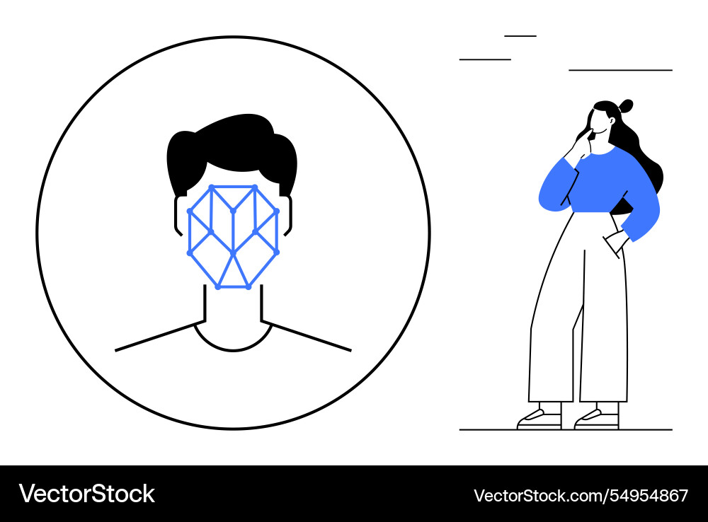 Abstract representation of facial recognition Vector Image