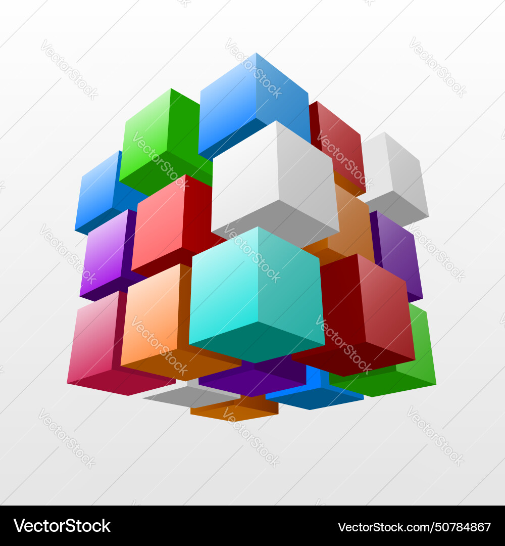 Colorful piece of cube Royalty Free Vector Image